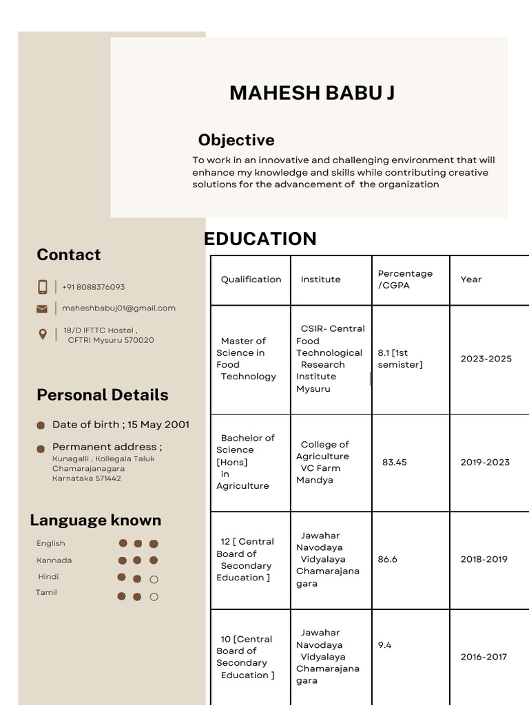 CV Mahesh Babu J | PDF