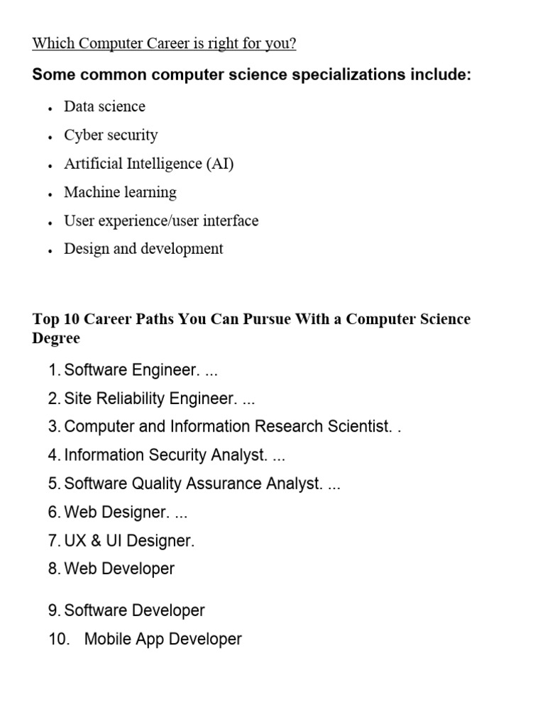 Which Computer Career Is Right For You | PDF | Technology & Engineering