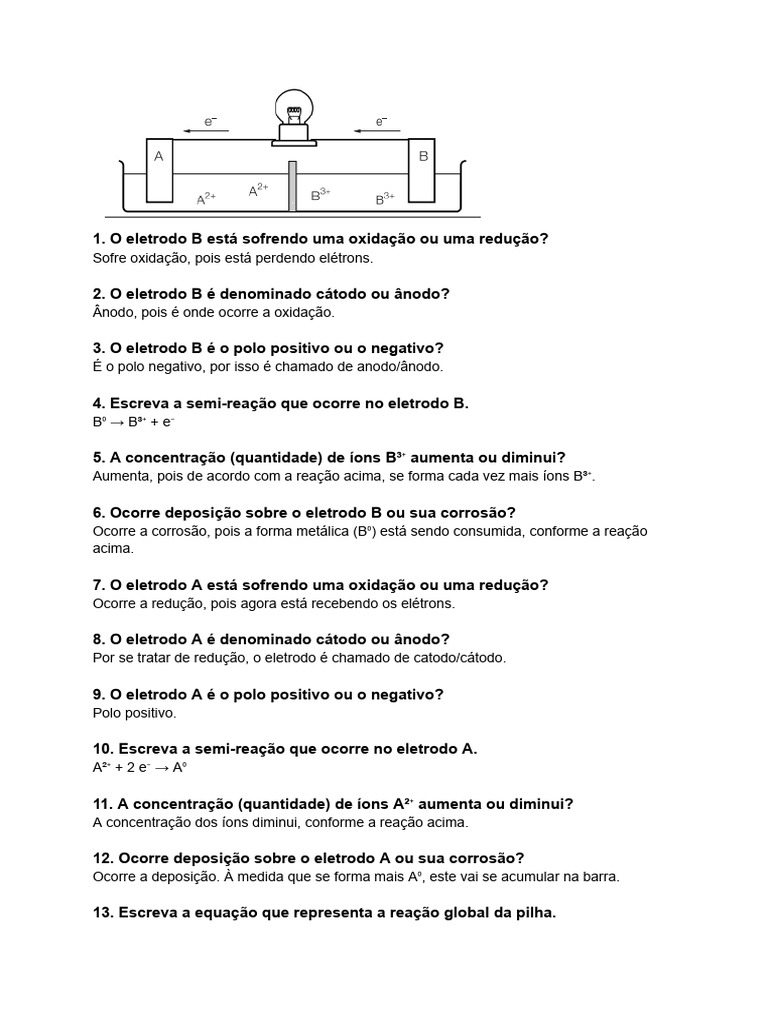 Atividade de Química | PDF | Eletrodo | Redox