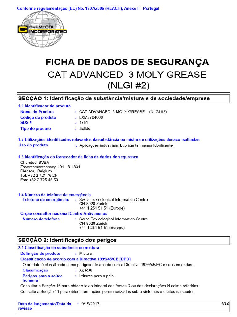 Graxa CAT Advanced 3 Moly Grease | PDF