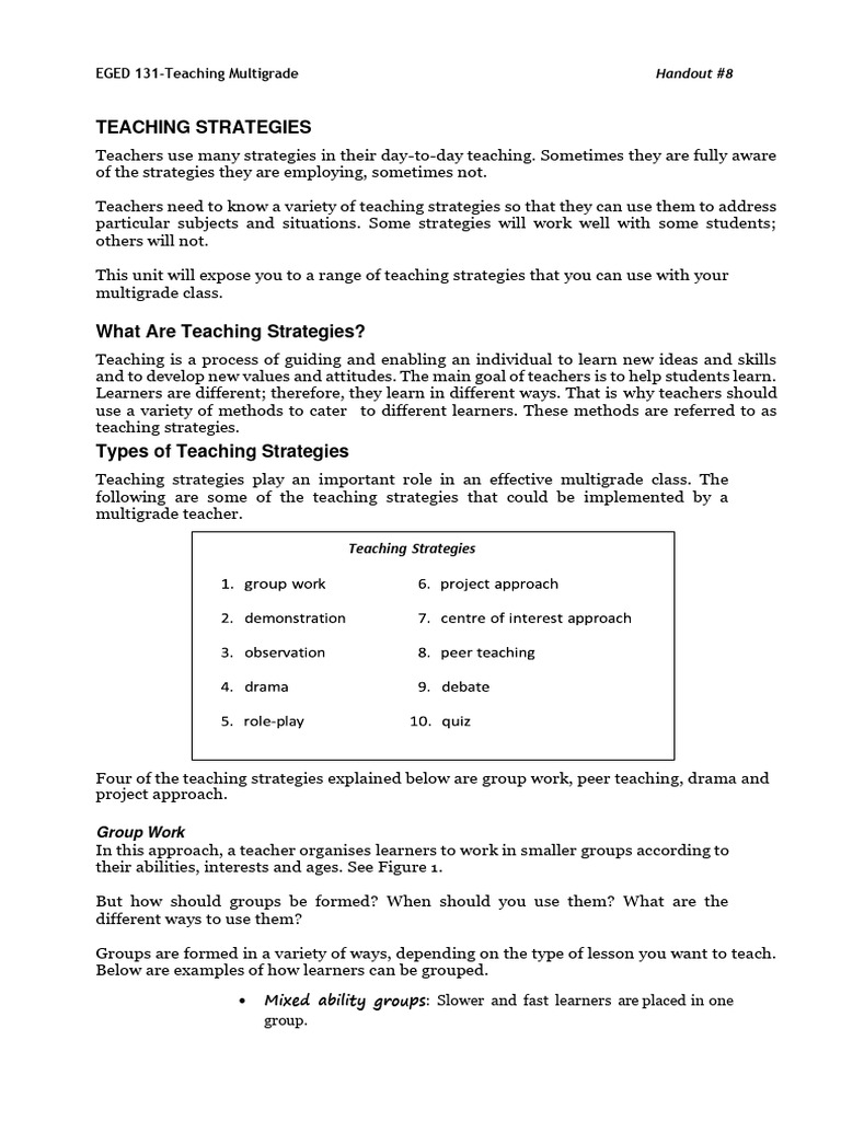 Teaching Multi Grade | PDF | Learning | Teachers