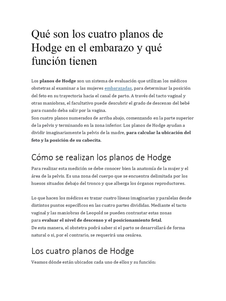 Planos de Hodge | PDF | Pelvis | Parto