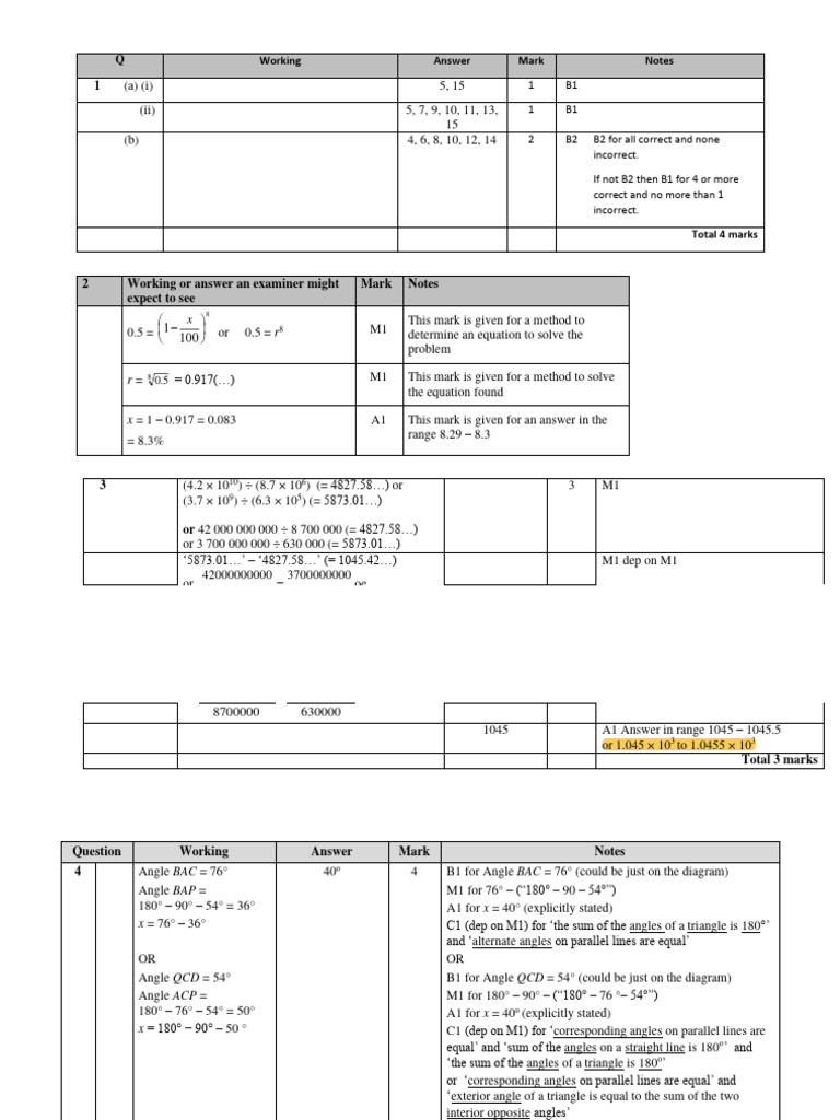 IGCSE Mathematics Mock Paper 2 MS - Docx One | PDF | Triangle | Circle
