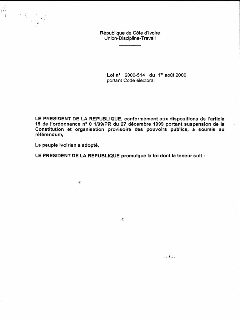 Le Code Electoral-Ci | PDF Le Code Electoral-Ci | PDF