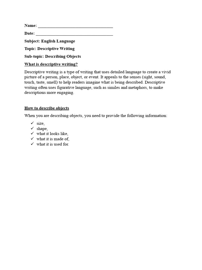 Grade 7 Writing Worksheet | PDF | Scissors