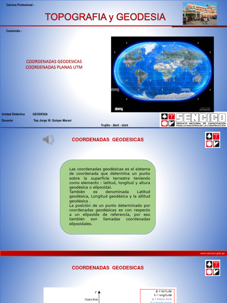 S5b COORD GEOD PLANAS UTM 080424 | PDF | Latitud | Geodesia