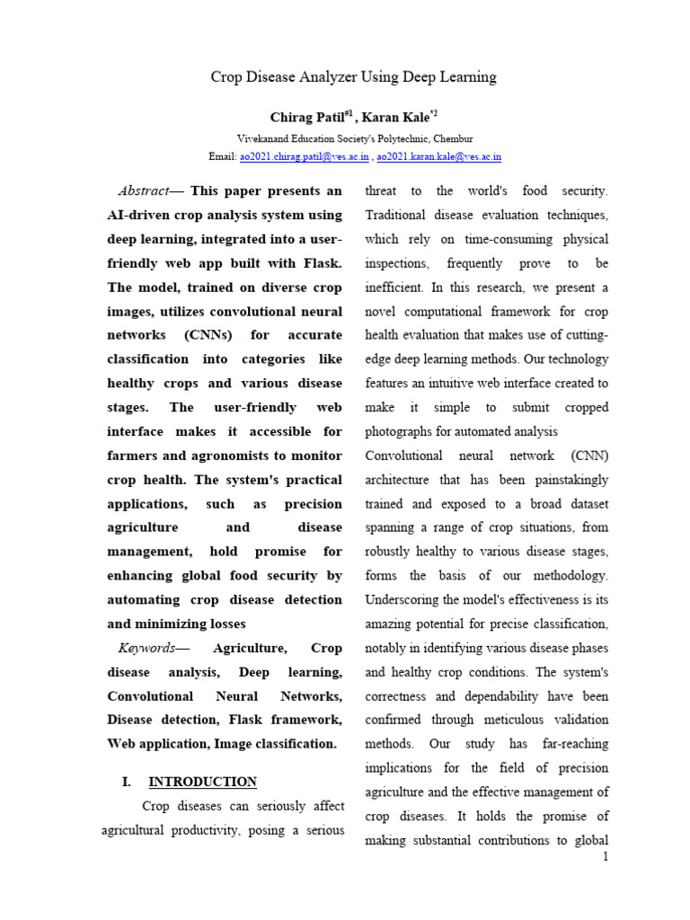 I Eee Crop Analyzer | PDF | Deep Learning | Machine Learning
