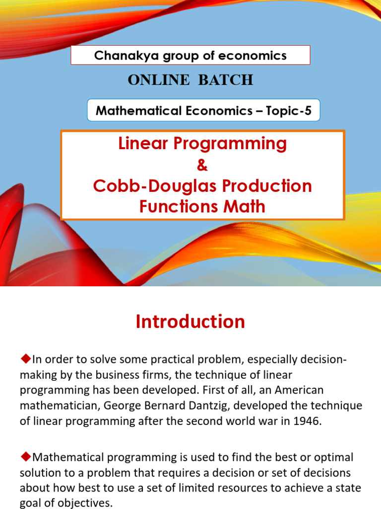 MATHEMATICAL ECONOMICS Lecture5 15445290 | PDF | Mathematical Optimization | Linear Programming