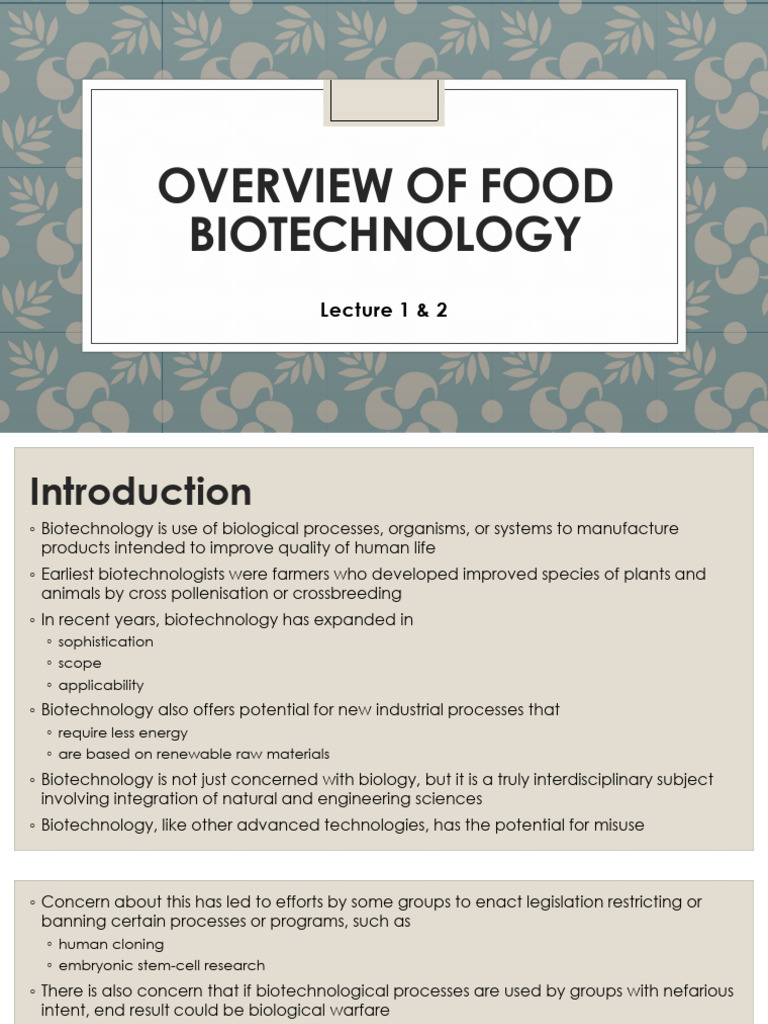 Overview of Food Biotechnology-1 | PDF | Biotechnology | Genetically ...