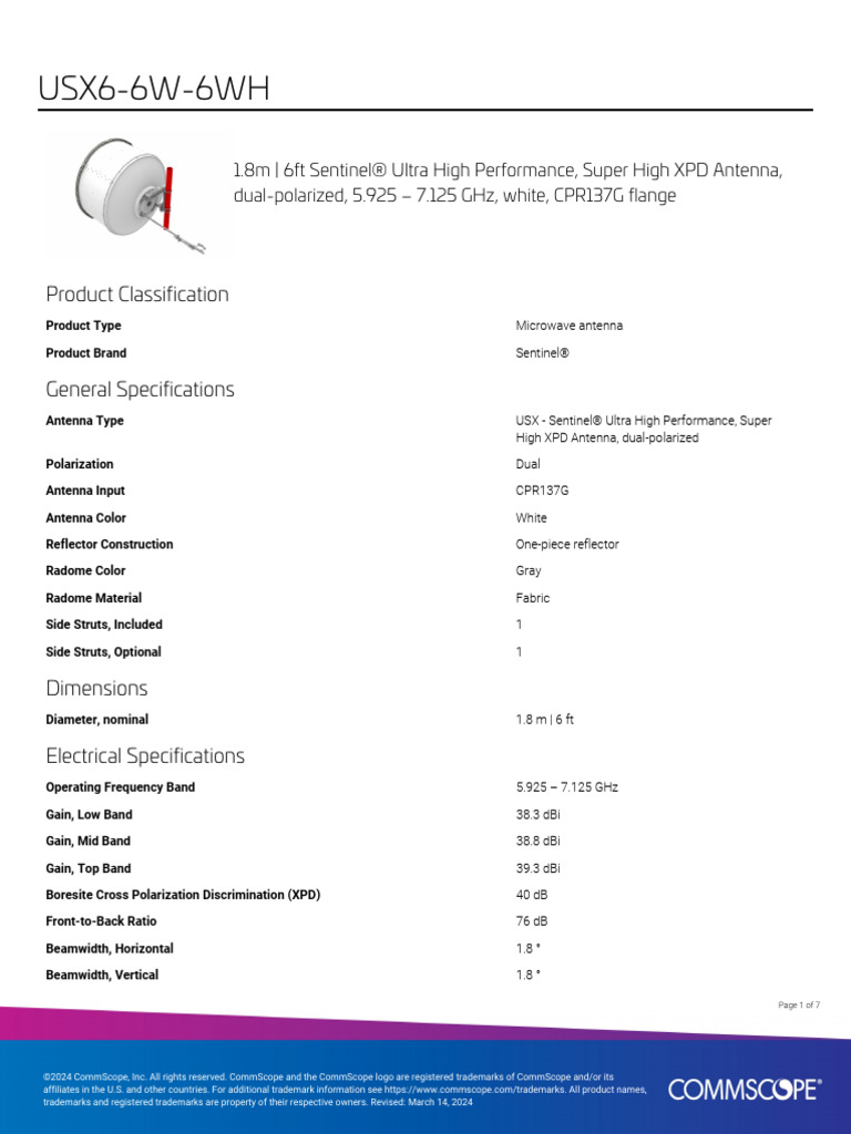 Usx6 6w 6wh Product Specifications | PDF | Antenna (Radio ...