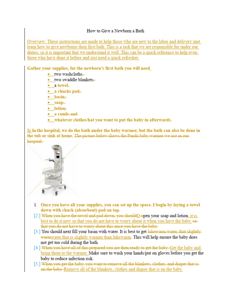 How To Give A Newborn A Bath Steps Edited | PDF | Career & Growth ...