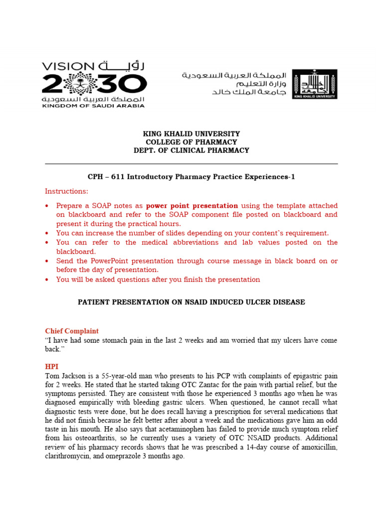 Pharmacy Practice: NSAID Ulcer Case | PDF | Clinical Medicine ...