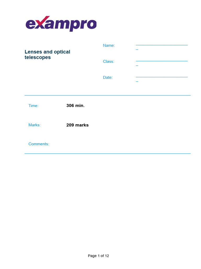 Lenses and Optical Telescopes | PDF | Angular Resolution | Apparent Magnitude