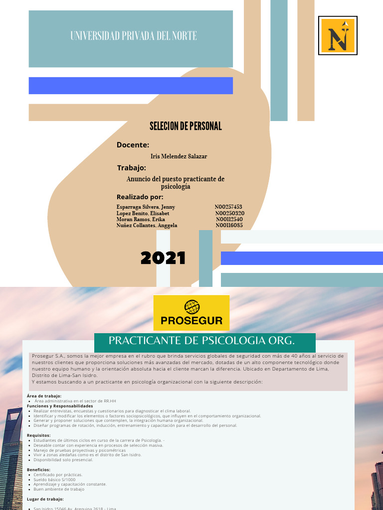 Anuncio de Practicante Del Puesto Psicologia - GRUPO 5 | PDF