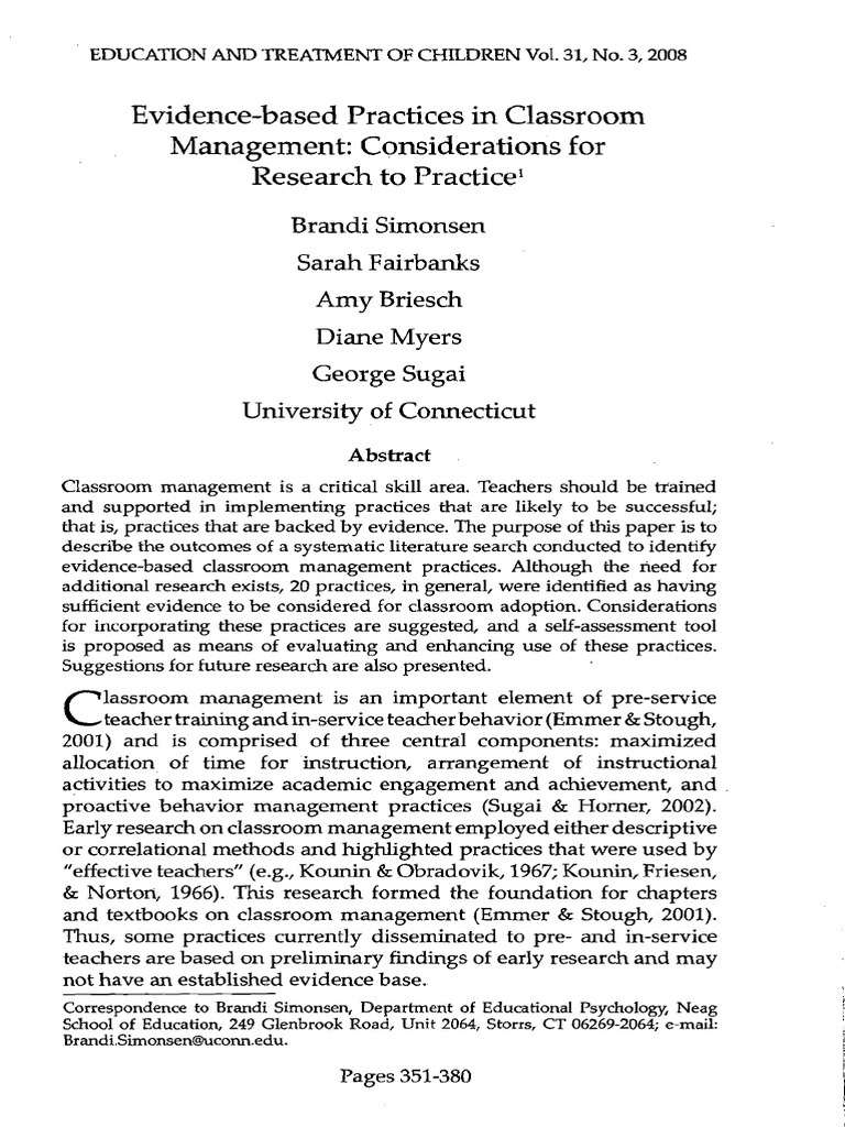 Evidence-Based Practices in Classroom | PDF | Reinforcement | Classroom ... Evidence-Based Practices in Classroom | PDF | Reinforcement | Classroom ...