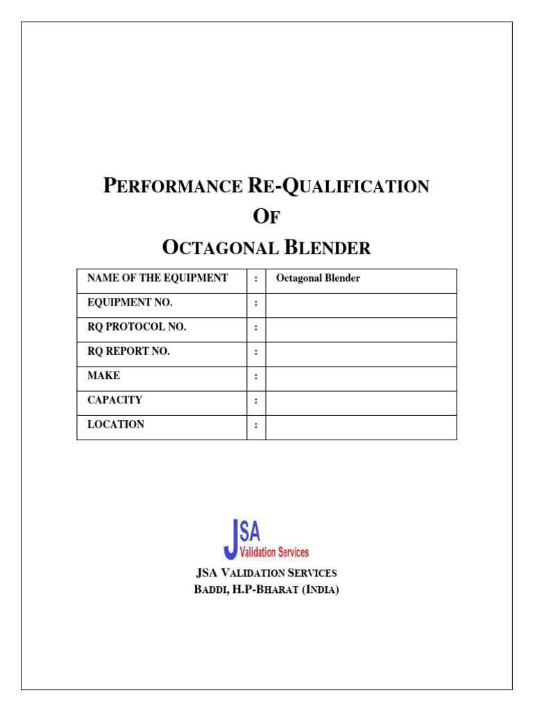Performance Re-Qualification Octagonal Blender | PDF | Verification And ...