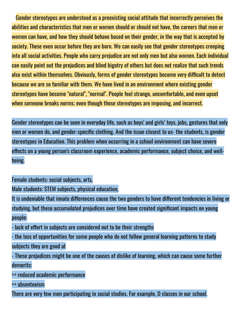 Gender Equality | PDF | Stereotypes | Gender Studies