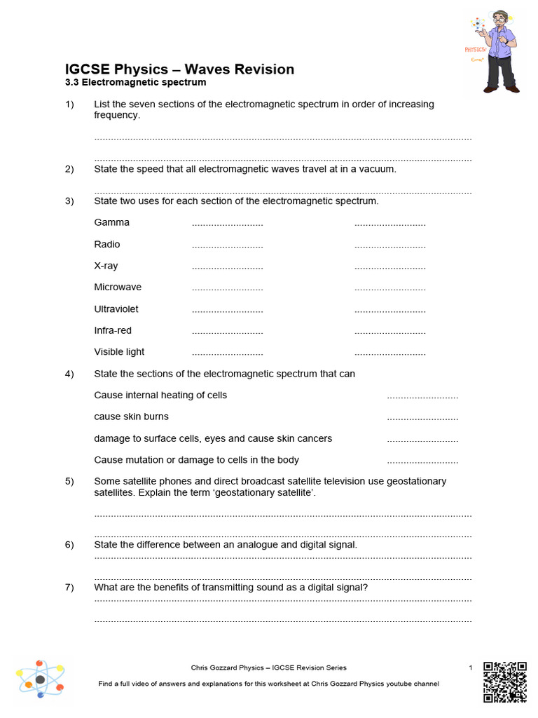 3 Waves Revision 3.3 Electromagnetic Spectrum - IGCSE Physics - Chris Gozzard Physics | PDF ...