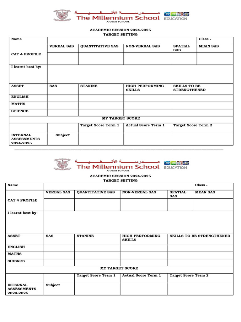 ACADEMIC SESSION 2024-25 Target SETTING | PDF