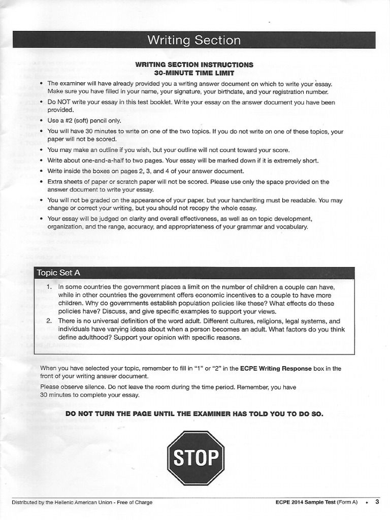 ECPE 2014 Writing Sample A | PDF