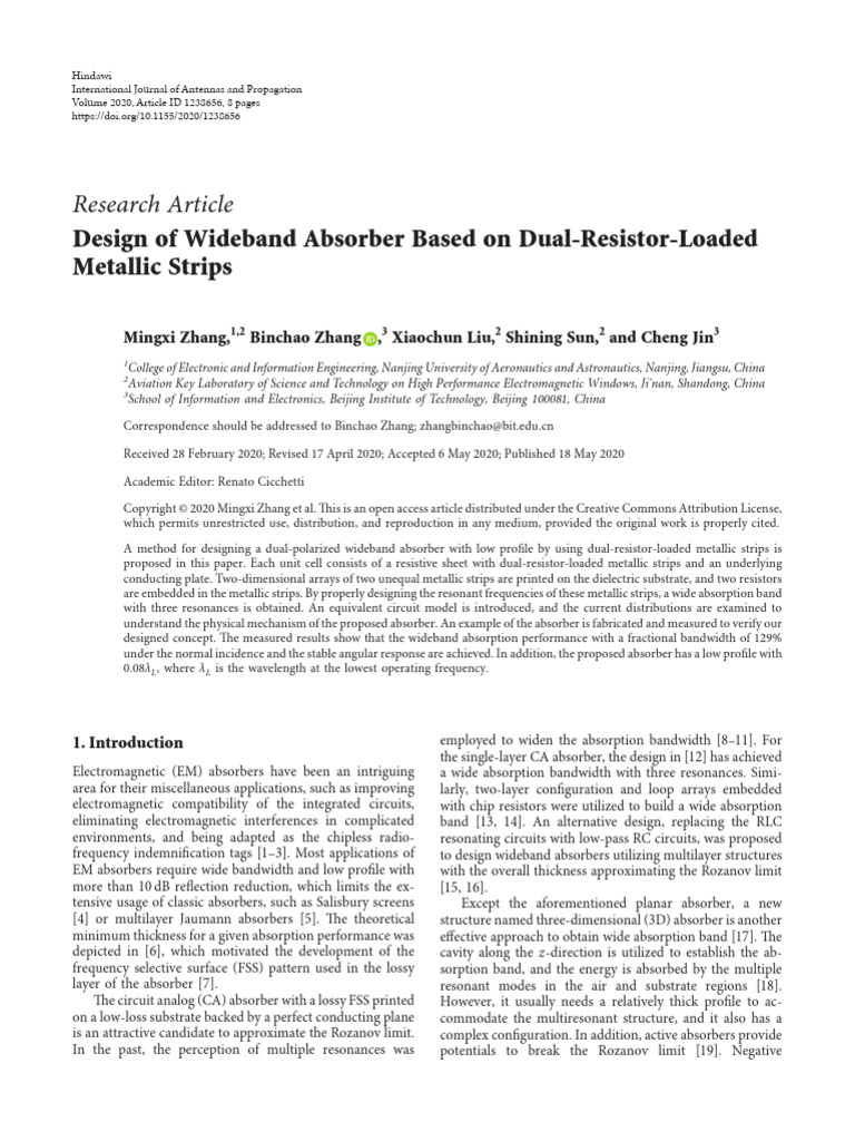 Design of Wideband Absorber Based On Dual-Resistor | PDF | Resonance ...