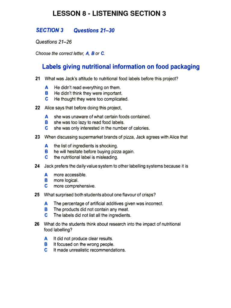 (Listening) Lesson 8 Handout | PDF