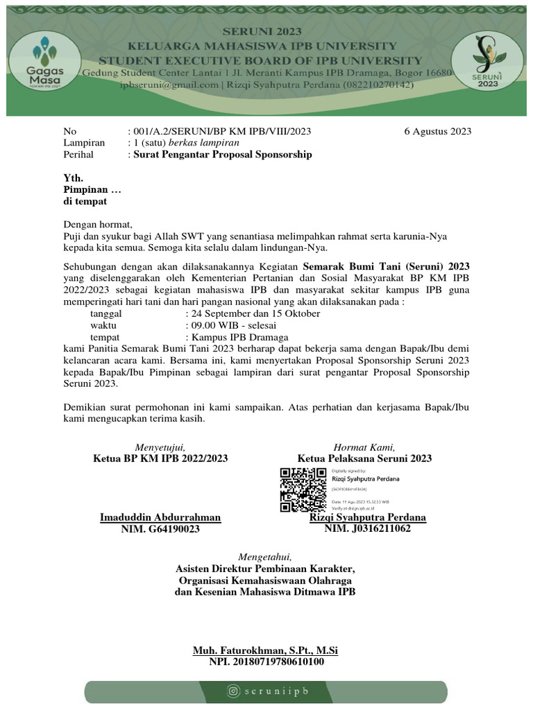 001.surat Pengantar Proposal-Signed | PDF