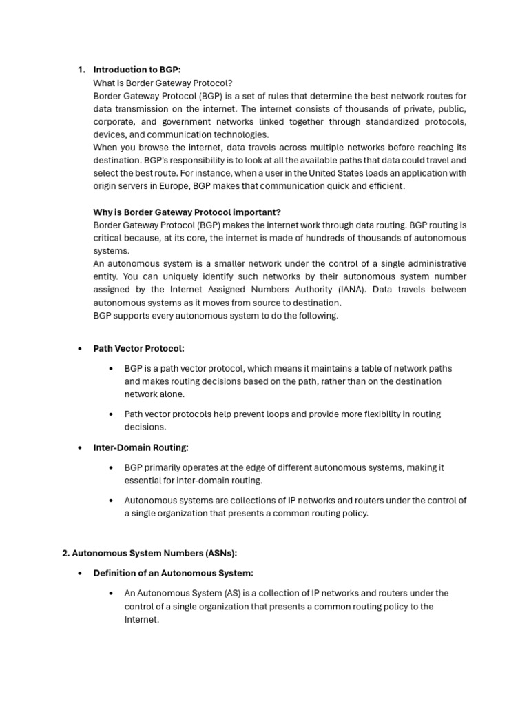 Introduction To BGP | PDF | Routing | Computer Network