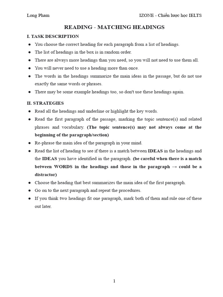 Matching Headings - Edited | PDF | Tourism | Transport