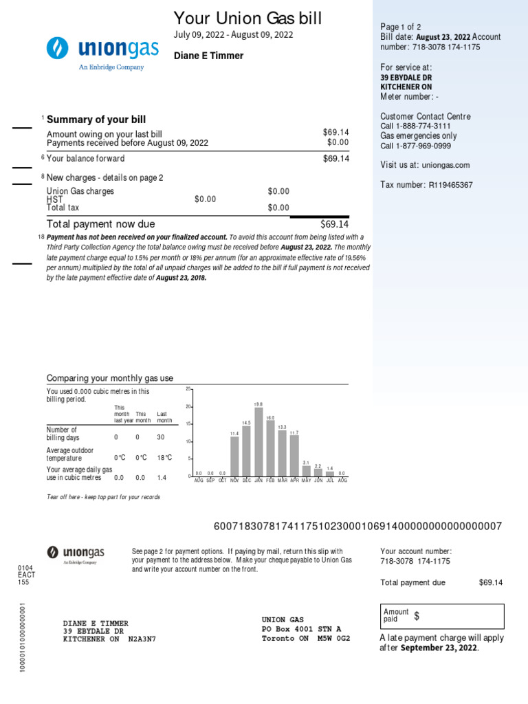 Summary of Your Bill: Total Payment Now Due $69.14 | PDF | Cheque ...