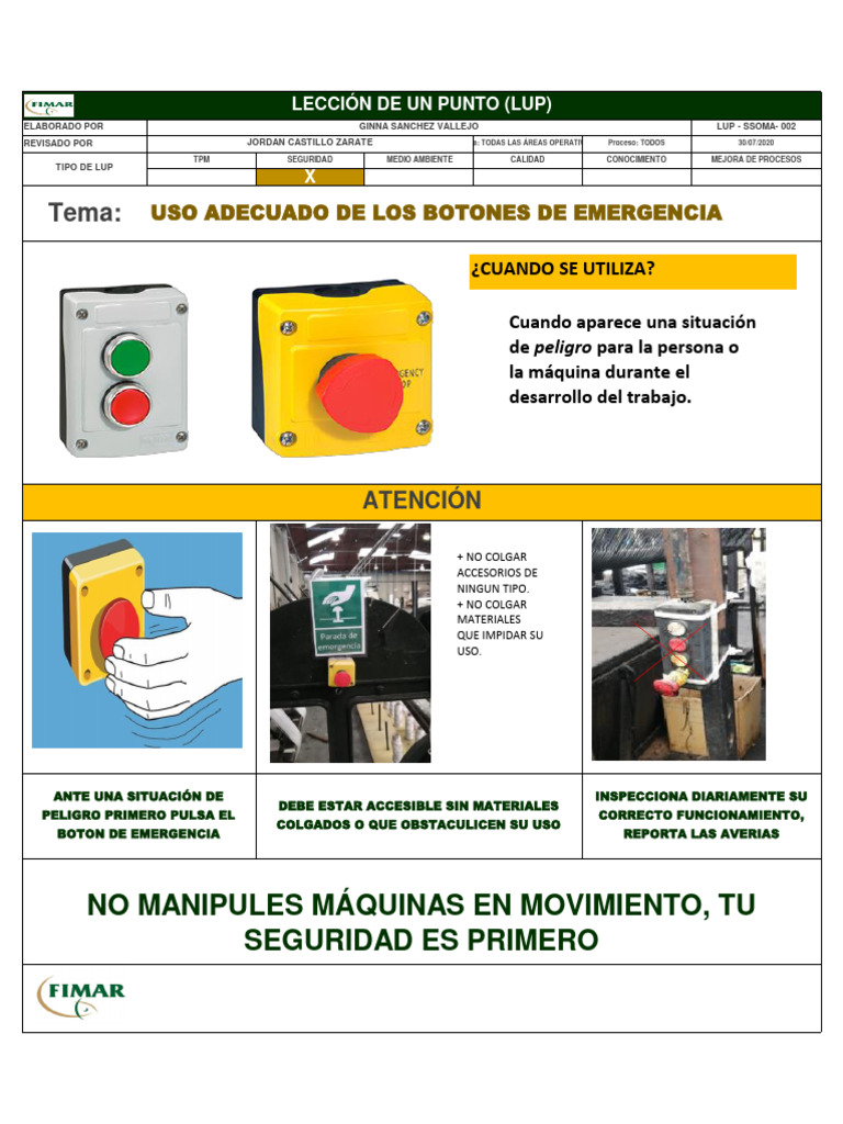 03.08-Uso Correcto de Las Botoneras de Emergencia | PDF