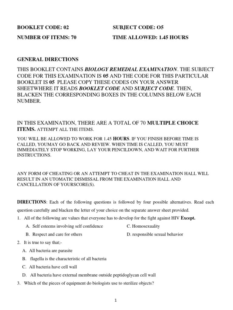 Biology Remedial Exam | PDF | Proteins | Enzyme