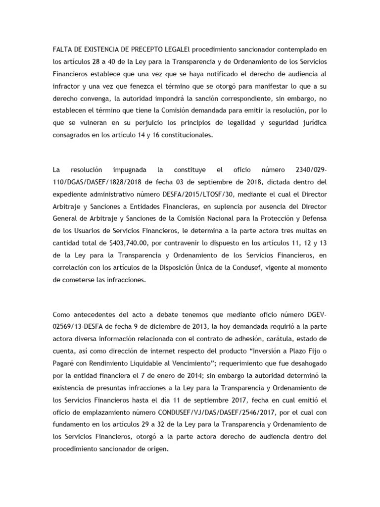 Condusef Falta de Artículo Que de Termino para Emitir Resolución ...
