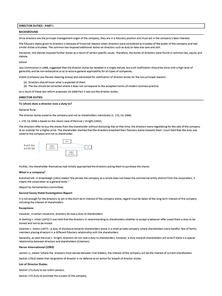 DLS - DIRECTOR DUTIES Part 1 | PDF | Fiduciary | Interest