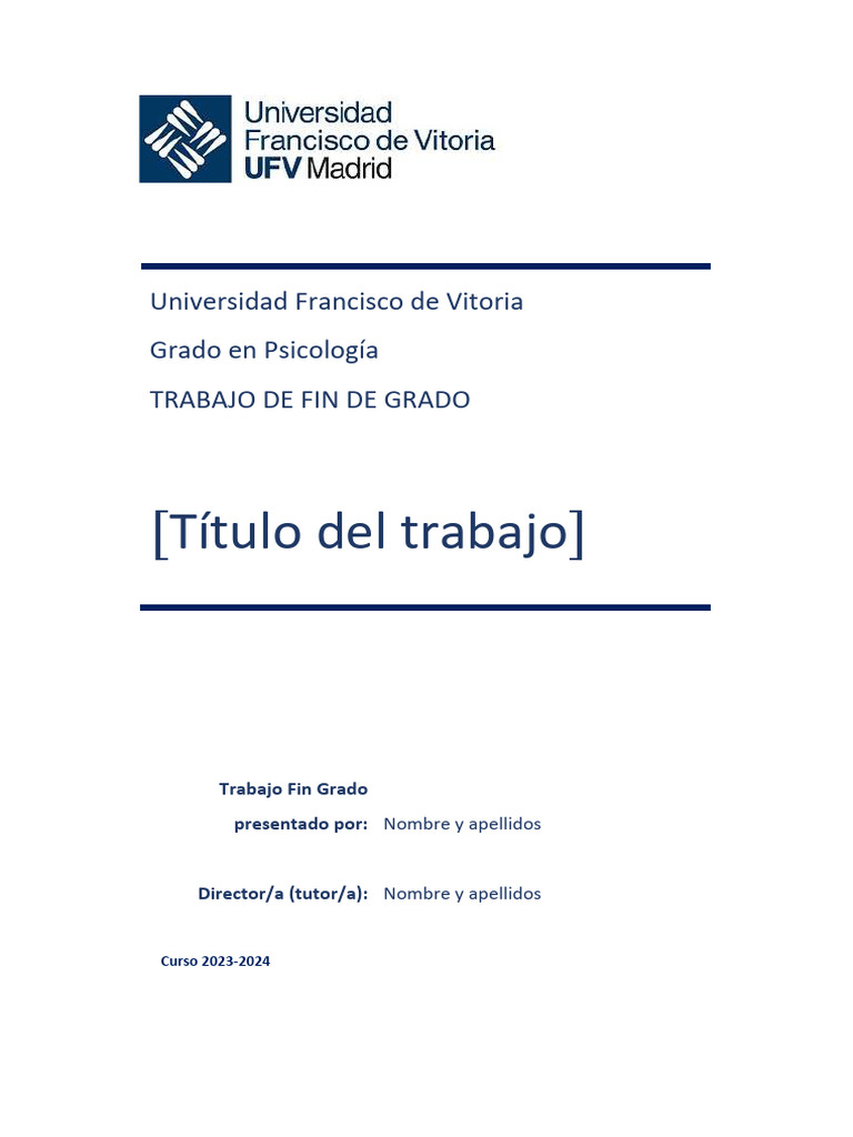 Ejemplo de Portada para TFG en Psicología | PDF | Crecimiento personal ...