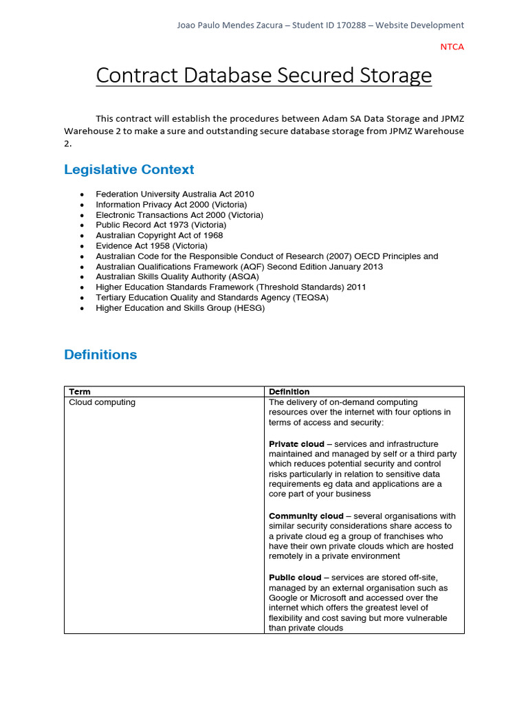 Contract Database Secured Storage | PDF | Cloud Computing | Computer ...