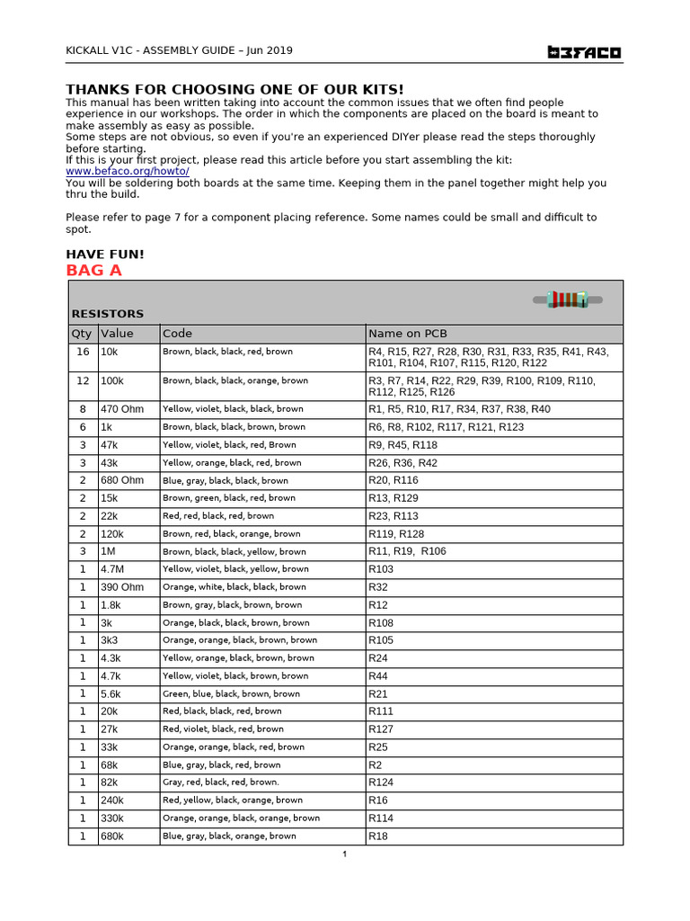 Kickall V1C Assembly Guide 2019 | PDF | Printed Circuit Board | Soldering