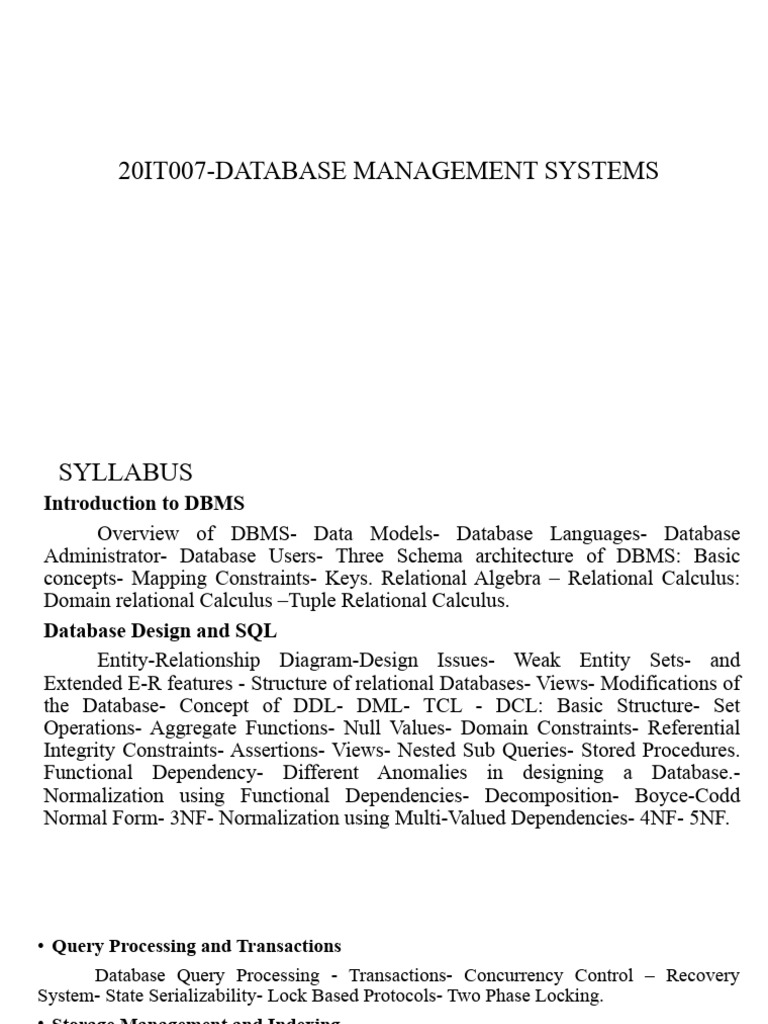 20it007-Database Management Systems | PDF | Relational Database | Relational Model