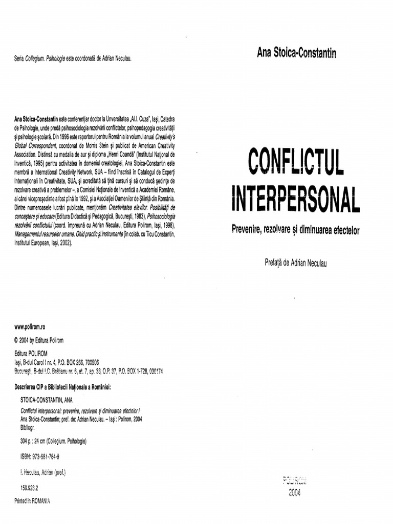 Stoica Constantin Ana Conflictul Interpersonalpdf PDF Free - Rotated | PDF