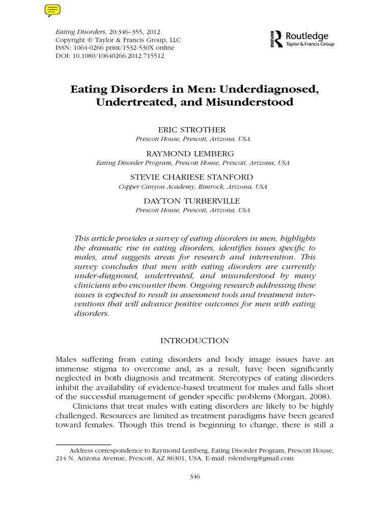 Eating Disorders In Men Underdiagnosed Undertreated And