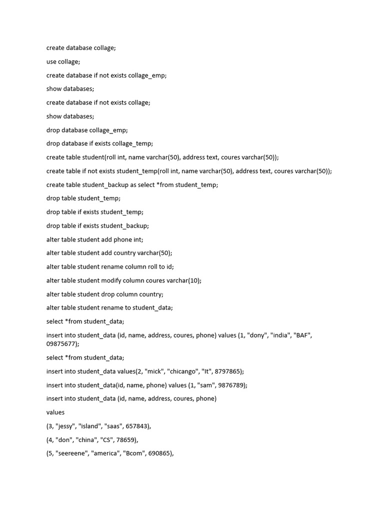 SQL Documents | Download Free PDF | Table (Database) | Computer Data