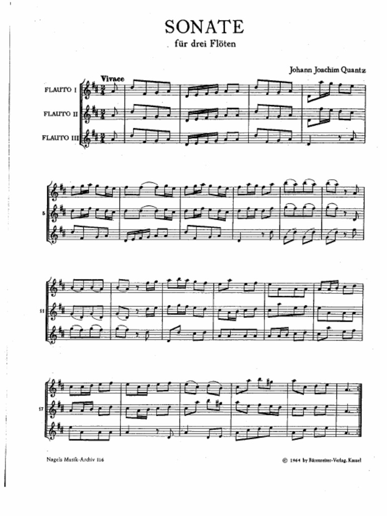 J.J.Quantz - Sonata para Tres Flautas | PDF