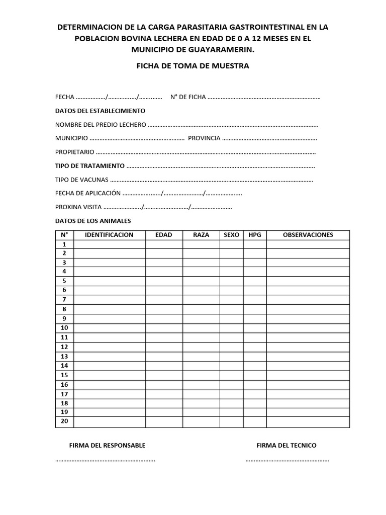 Ficha de Control Con Animales | PDF