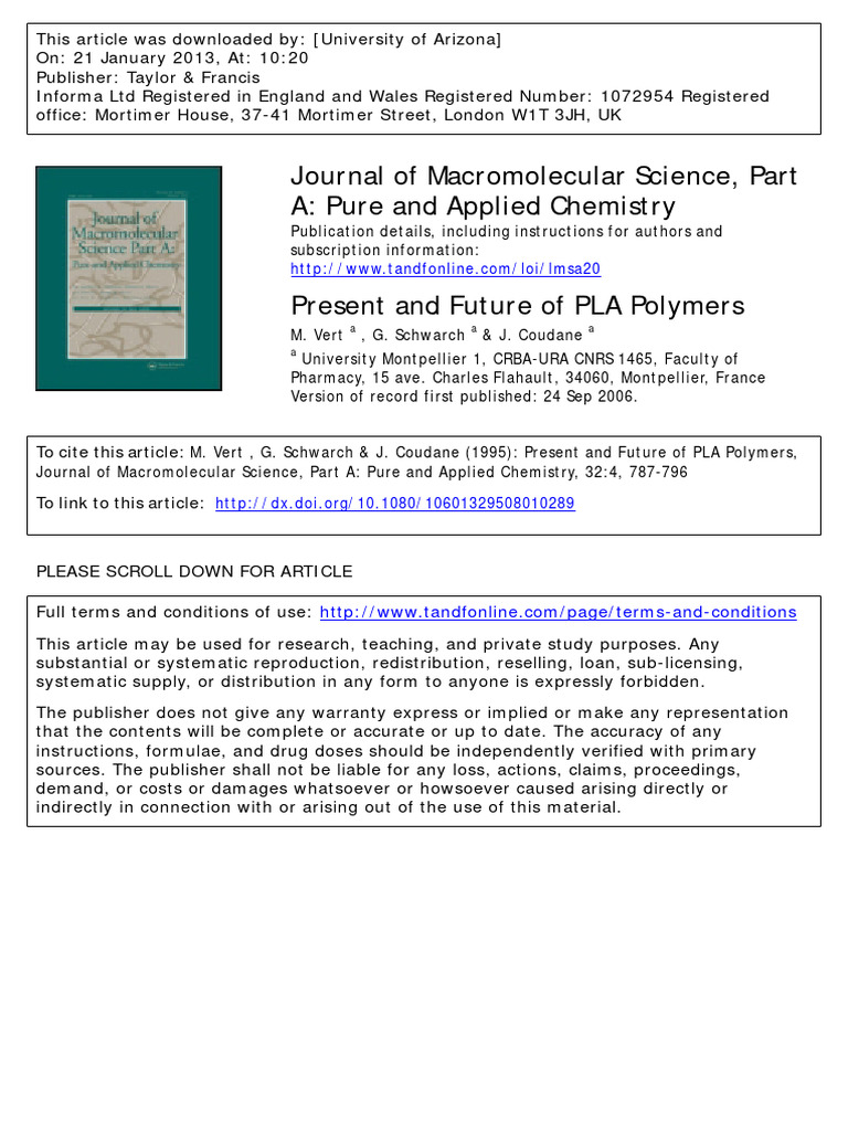 Present and Future of PLA Polymers | PDF | Polymers | Polymerization