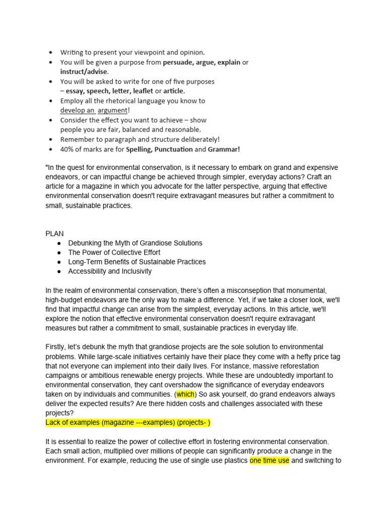 Writing To Present Your Viewpoint and Opinion | PDF | Sustainability ...
