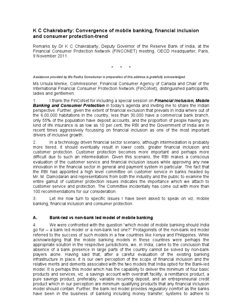 Convergence of Mobile Banking, Financial Inclusion and Consumer ...