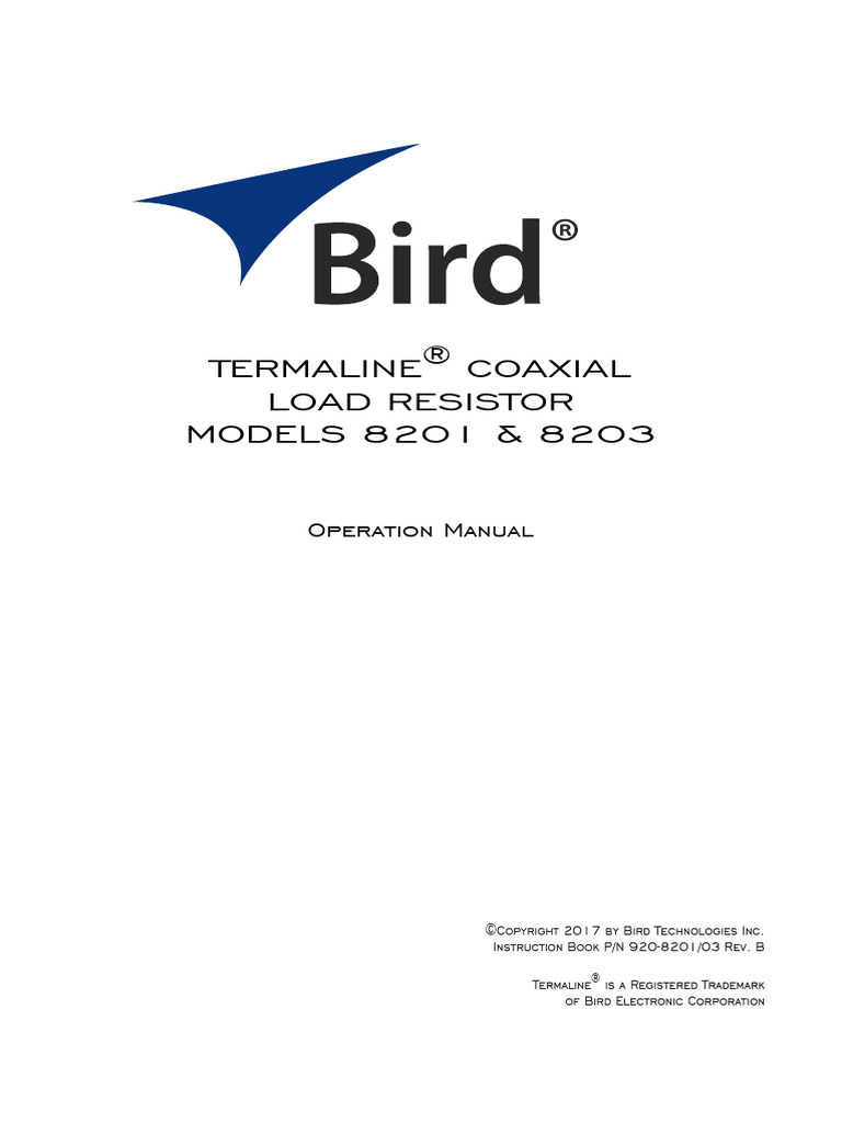 Bird 8201 500 Watts | PDF | Electrical Connector | Resistor