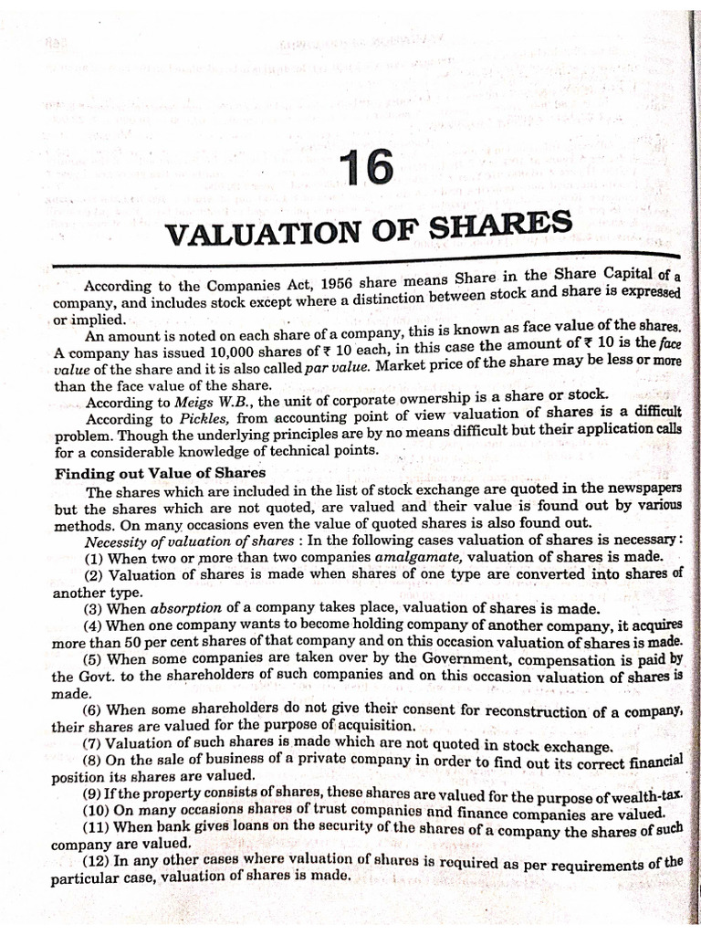 Valuation of Shares | PDF