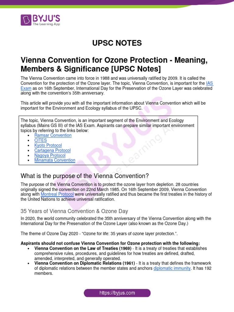 Vienna Convention UPSC Notes | PDF