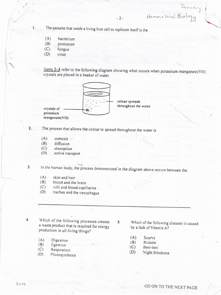 Csec HSB 2014 P1 | PDF